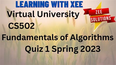 cs502 quiz 1 spring 2023 virtual university of pakistan youtube