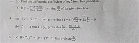 3 A Find The Differential Coefficient Of Logax From First Principle