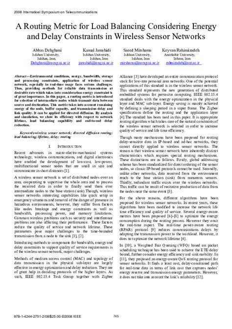 Pdf A Routing Metric For Load Balancing Considering Energy And Delay