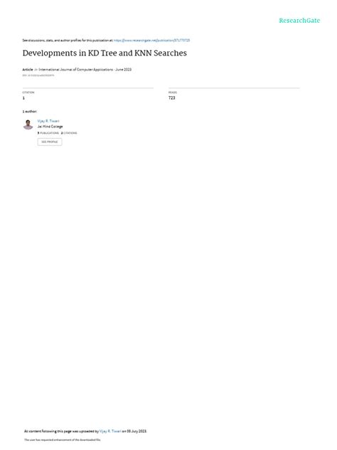 Developments In Kd Tree And Knn Searches Pdf Theoretical Computer Science Algorithms