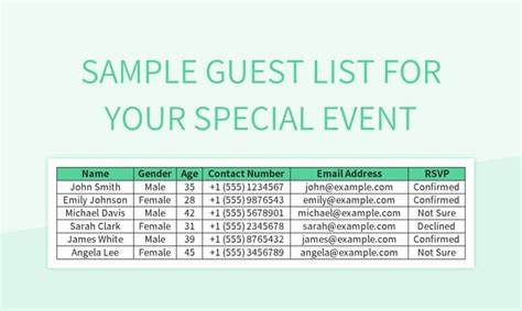 Free Rsvp Templates For Google Sheets And Microsoft Excel Slidesdocs
