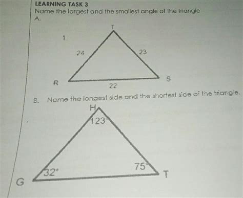 solved learning task 3 name the largest and the smallest angle of the