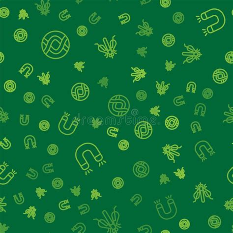 Set Line Dna Symbol Magnet And Experimental Insect On Seamless Pattern Set Line Dna Symbol Magnet And Experimental Insect On Seamless Pattern