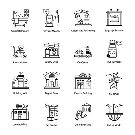 Set Of IoT Construction Linear Icons Vector Art At Vecteezy