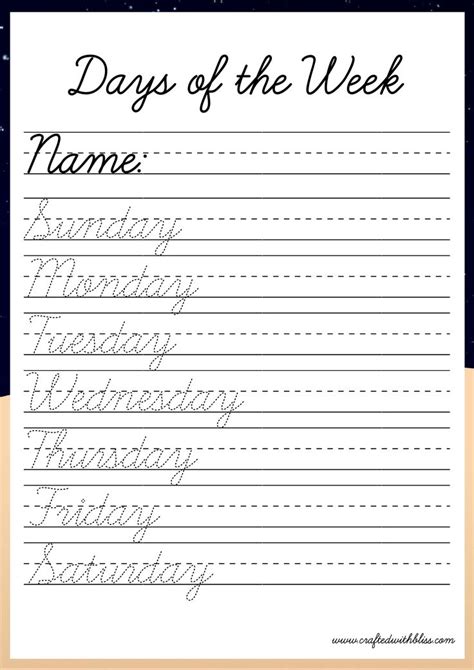 13 Pages Cursive Tracing Worksheet Alphabet Cursive Printable Days Of The Week Cursive