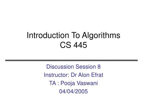 Ppt Introduction To Algorithms Cs 445 Powerpoint Presentation Free
