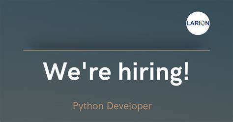 larion is hiring python developer fullstack developer qtsc