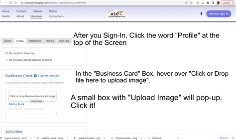 How To Add Your Photo To The Directory OTOW Active Singles Club