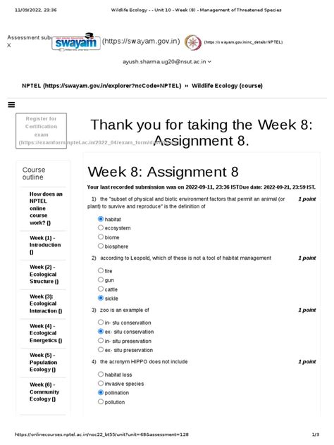 wildlife ecology unit 10 week 8 management of threatened