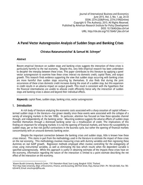 Pdf A Panel Vector Autoregression Analysis Of Sudden Stops And