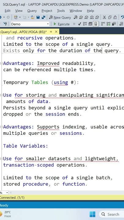 Temp Table Vs Cte Vs Table Variable In Sql Sql Interview Question 2024 Viral Sql Shorts