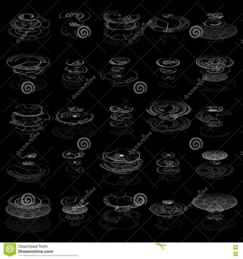 Set Of Abstract Hud Elements Isolated On Black Background High Tech Virtual Graphic Touch