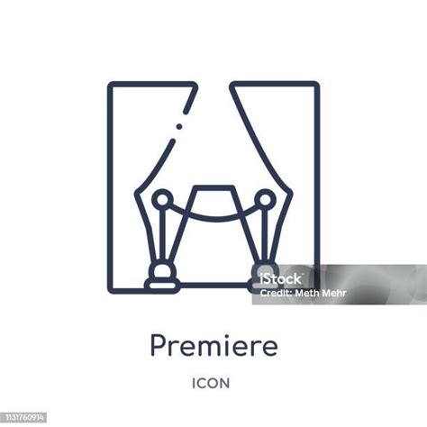 Première Icône Linéaire De La Collection De Contours De Cinéma Vecteur De Première Ligne Mince