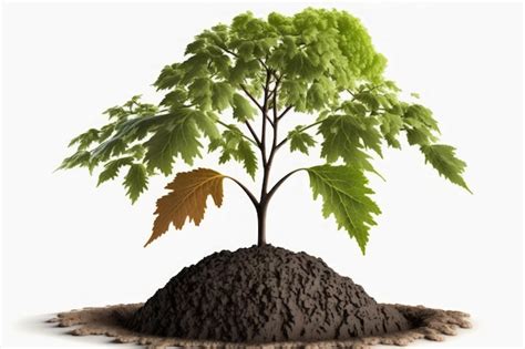 Premium AI Image Tree Plant Developing From A Seed In The Ground Isolated On A White Background