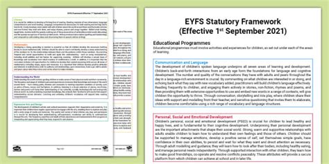 Eyfs Statutory Framework Educational Programmes Document