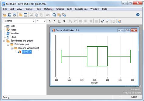Save And Recall Graphs And Statistics Medcalc Manual