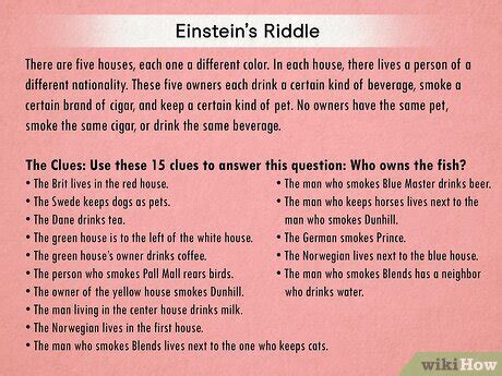 Einsteins Riddle Zebra Puzzle Strategies And Solutions