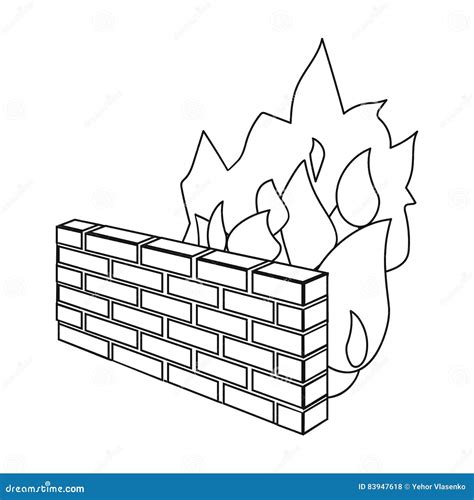 Firewall Icon In Outline Style Isolated On White Background Hackers And Hacking Symbol Vector