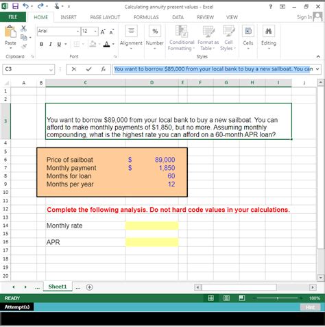 Solved X Calculating Annuity Present Values Excel