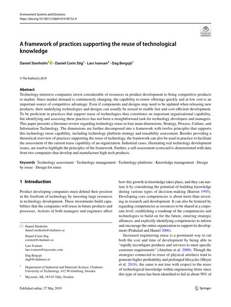 pdf a framework of practices supporting the reuse of technological