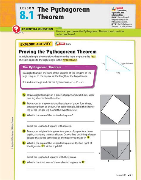 PDF EXPLORE ACTIVITY 8 6 C Proving The Pythagorean Theorem PDFSLIDE NET