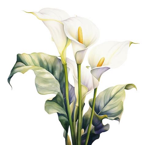 Premium Ai Image A Painting Of Calla Lily Flower Watercolor