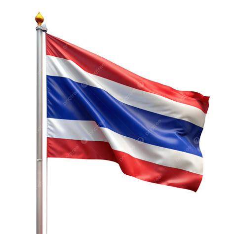 Thai Flag With Red White And Blue Horizontal Stripes Official Thai