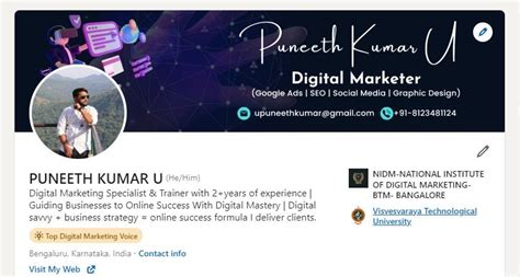 Puneeth Kumar U Wins Top Digital Marketing Voice Puneeth Kumar U