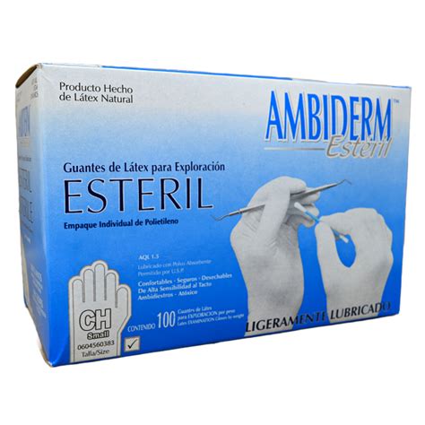 Ambiderm Guante De Látex Para Exploración Estéril Chico Cja100 Guantes