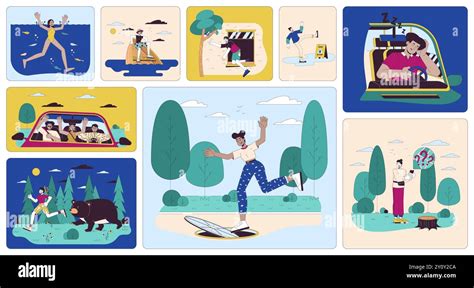 people in dangerous situations bento grid illustration set stock vector image and art alamy