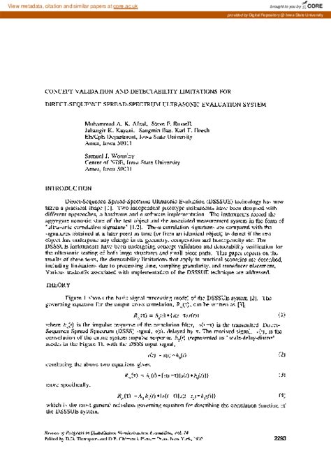 Pdf Concept Validation And Detectability Limitations For Direct Sequence Spread Spectrum