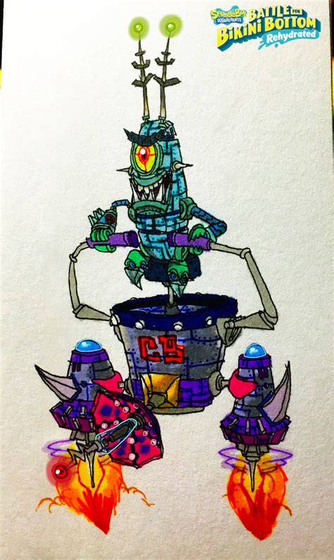 Spongebob Bfbb Rehydrated Robot Plankton Red By Wilduda On Deviantart