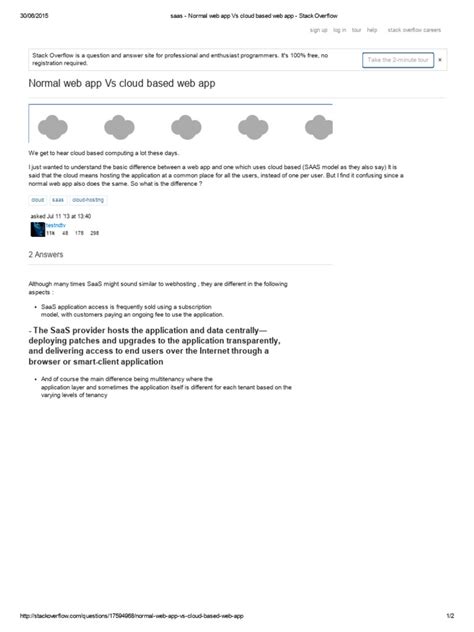 Saas Normal Web App Vs Cloud Based Web App Stack Overflow Pdf