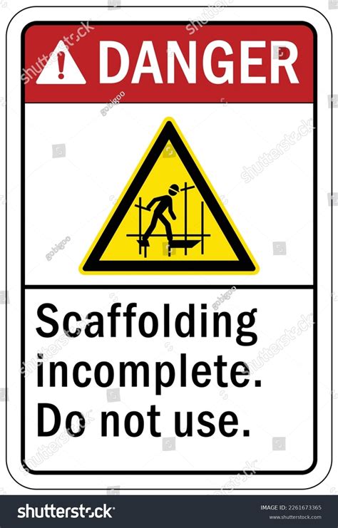 Scaffold Warning Sign Labels Scaffolding Incomplete Stock Vector