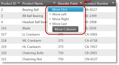 column moving overview iggrid ignite ui™ help
