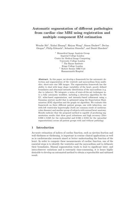 pdf a multi image graph cut approach for cardiac image segmentation