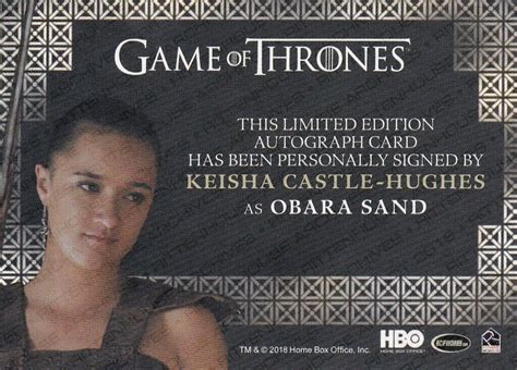 Game Of Thrones Valyrain Steel Autograph Keisha Castle Hughes As Obara