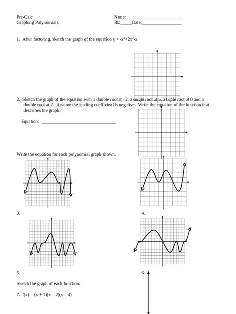 Graphing Polynomials Worksheet Doc Template Pdffiller