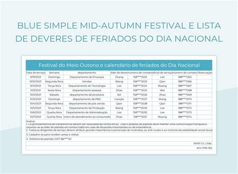 Planilhas Blue Simple Mid Autumn Festival E Lista De Deveres De