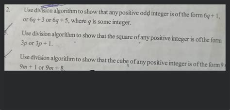 2 use division algorithm to show that any positive odd integer is of the