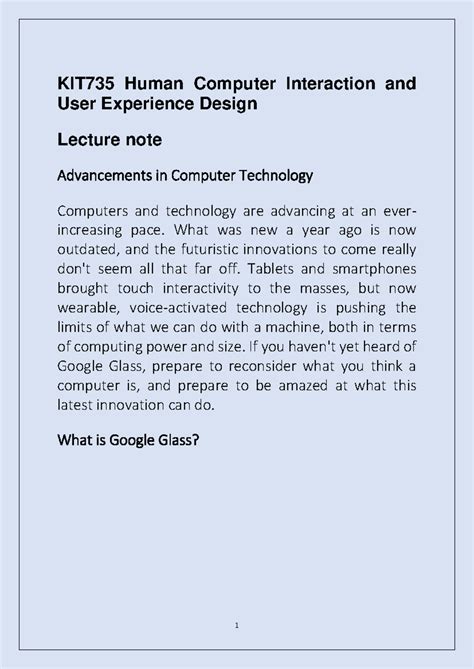 Kit735 Human Computer Interaction And User Experience Design Lecture