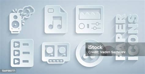 Dj 리모컨 및 믹싱 음악 드럼 머신 음악 재생 목록 메모 톤 Mp3 파일 문서 및 스테레오 스피커 아이콘을 설정합니다 벡터 3차원 형태에 대한 스톡 벡터 아트 및 기타