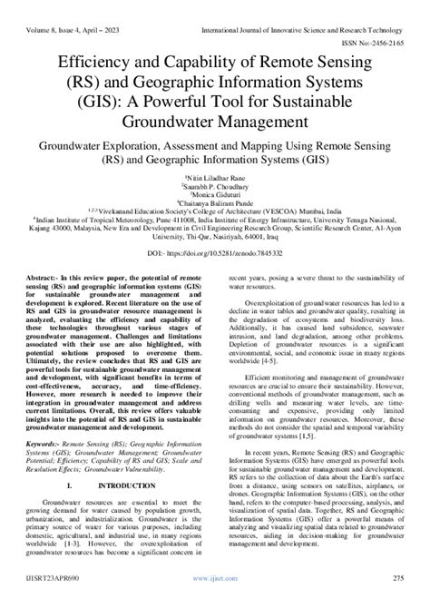 Pdf Efficiency And Capability Of Remote Sensing Rs And Geographic Information Systems Gis