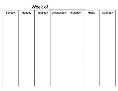 Sunday To Saturday Calendar Printable Weekly Schedule