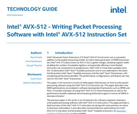 Intel® Avx 512 Instruction Set For Packet Processing Technology Guide