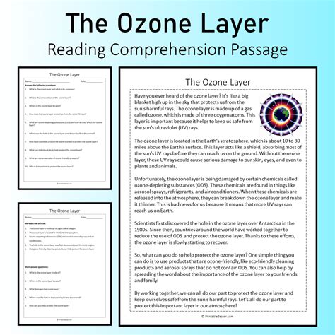 The Ozone Layer Reading Comprehension Passage Printable Worksheet Printablebazaar
