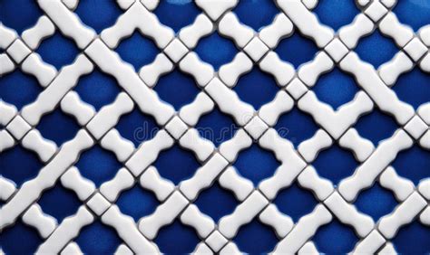 Detailed View Of A Seamless Blue And White Ceramic Tile Pattern