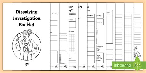 Editable Dissolving Experiments Investigation Worksheet Booklet