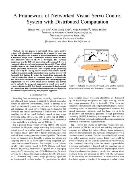 Pdf A Framework Of Networked Visual Servo Control System With