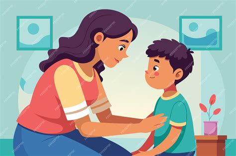 A Mother Provides Comforting Support To Her Son In A Warm Cozy Living